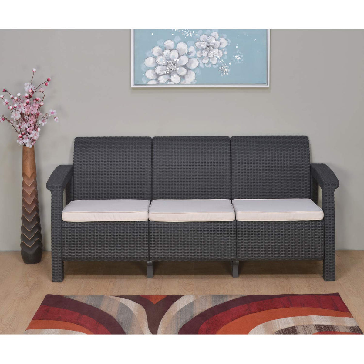 Nilkamal Goa Complete Sofa Set Rattan Design (Season Rust Brown ...