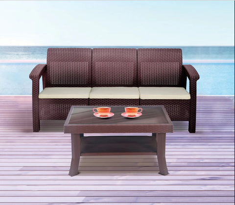 Nilkamal Goa Complete Sofa Set Rattan Design (Season Rust Brown ...