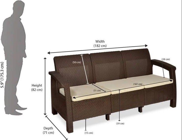 Nilkamal Goa Complete Sofa Set Rattan Design (Season Rust Brown ...