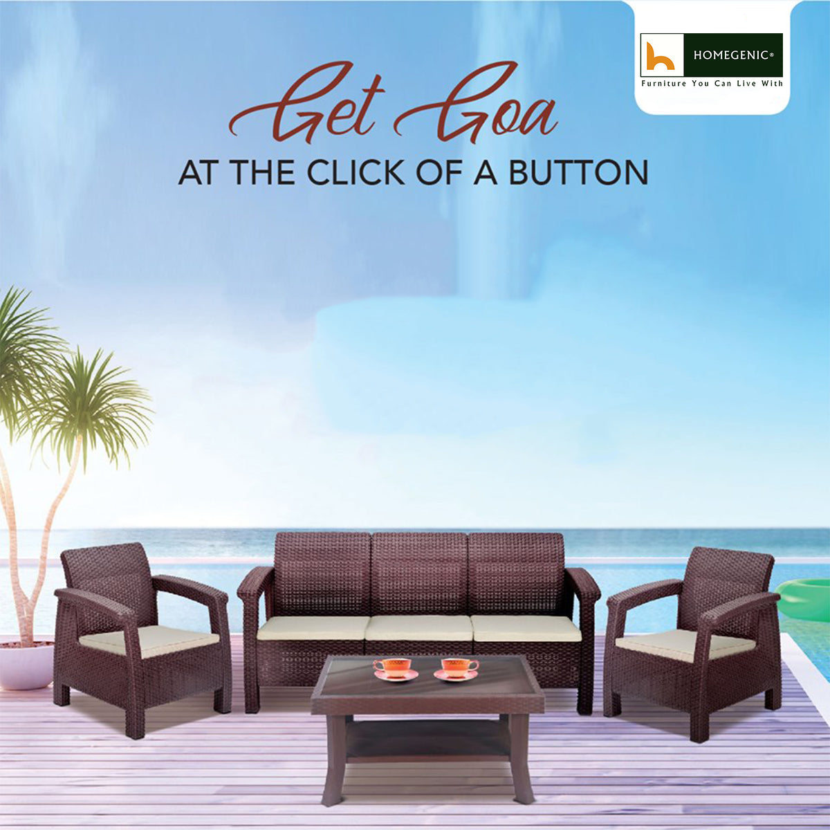 Nilkamal Goa Complete Sofa Set Rattan Design (Season Rust Brown ...